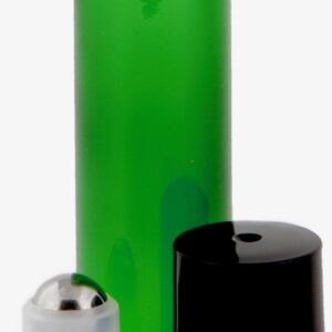 Vivaplex, 24, Green, 10 ml Glass Roll-on Bottles with Stainless Steel Roller Balls - 3-3 ml Droppers included