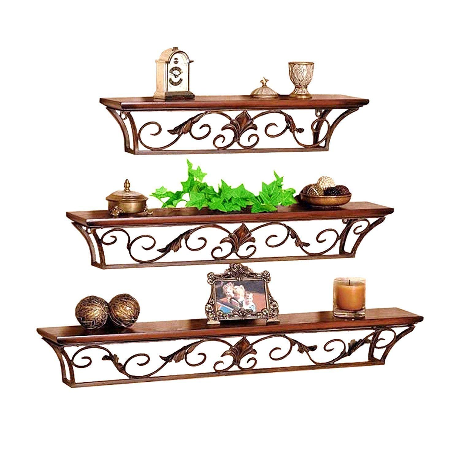 Craftland Brown , Wooden Wall Shelf (Set of - 3)