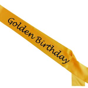 Luxurious Golden Birthday Celebration Sash - Premium Thick Fabric with Silkscreened Ink, Wrinkle-Resistant, Perfect for Your Special Day