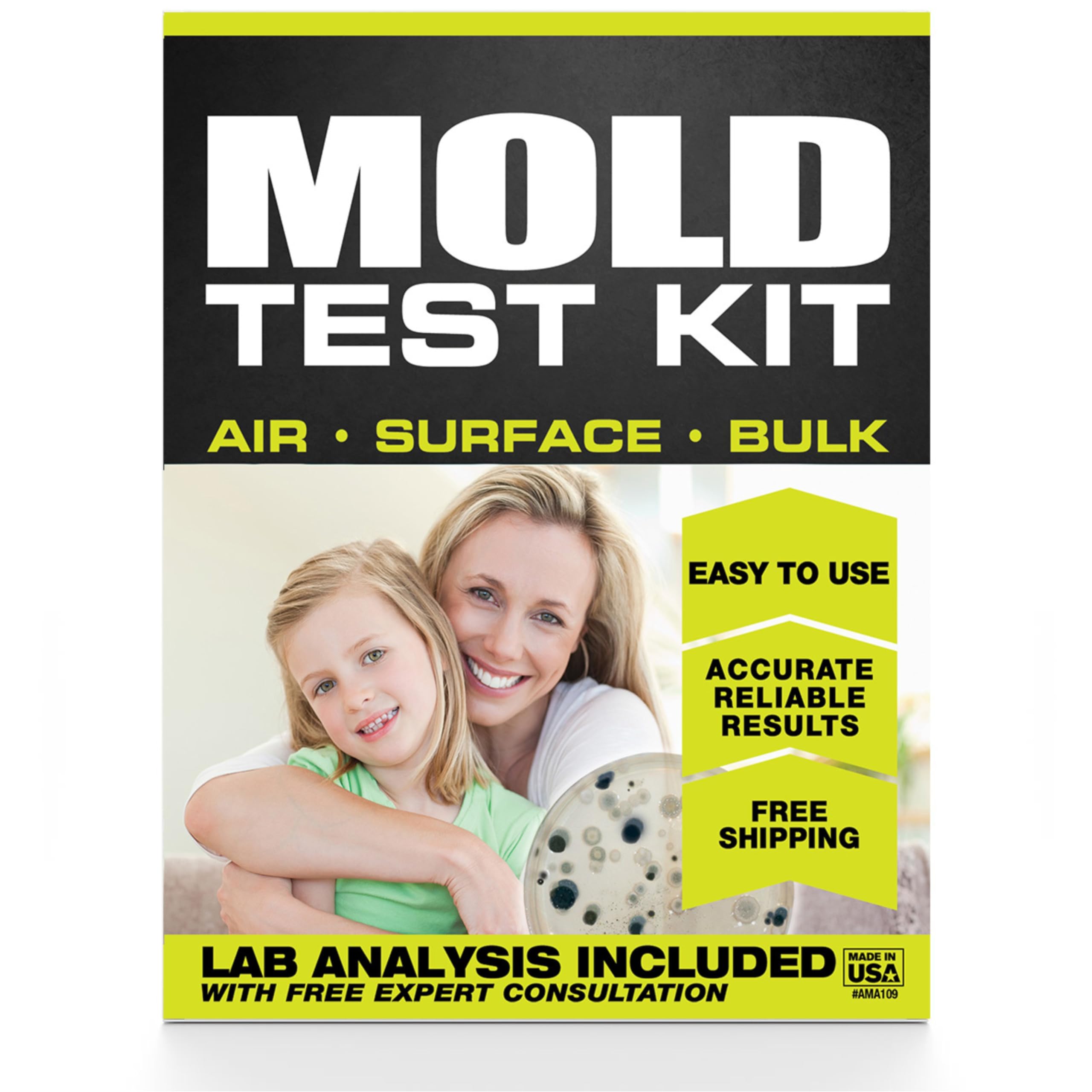 AMATEST - DIY Mold Detector for Home - Comprehensive Air and Surface Mold Test Kit with Expert Analysis and Lab Fees Included - Reliable Detection for Home Environments