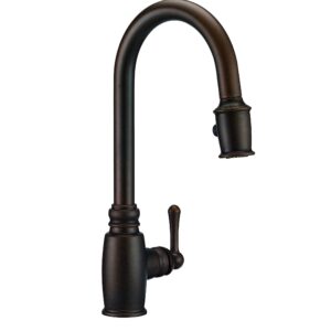 Danze D455557BR Opulence Single Handle Pull-Down Kitchen Faucet with SnapBack Retraction, Tumbled Bronze