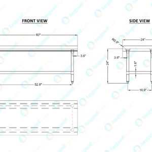 AmGood Stainless Steel Equipment Stand - Heavy Duty, Commercial Grade, with Undershelf, NSF Certified (24" Width x 60" Length)