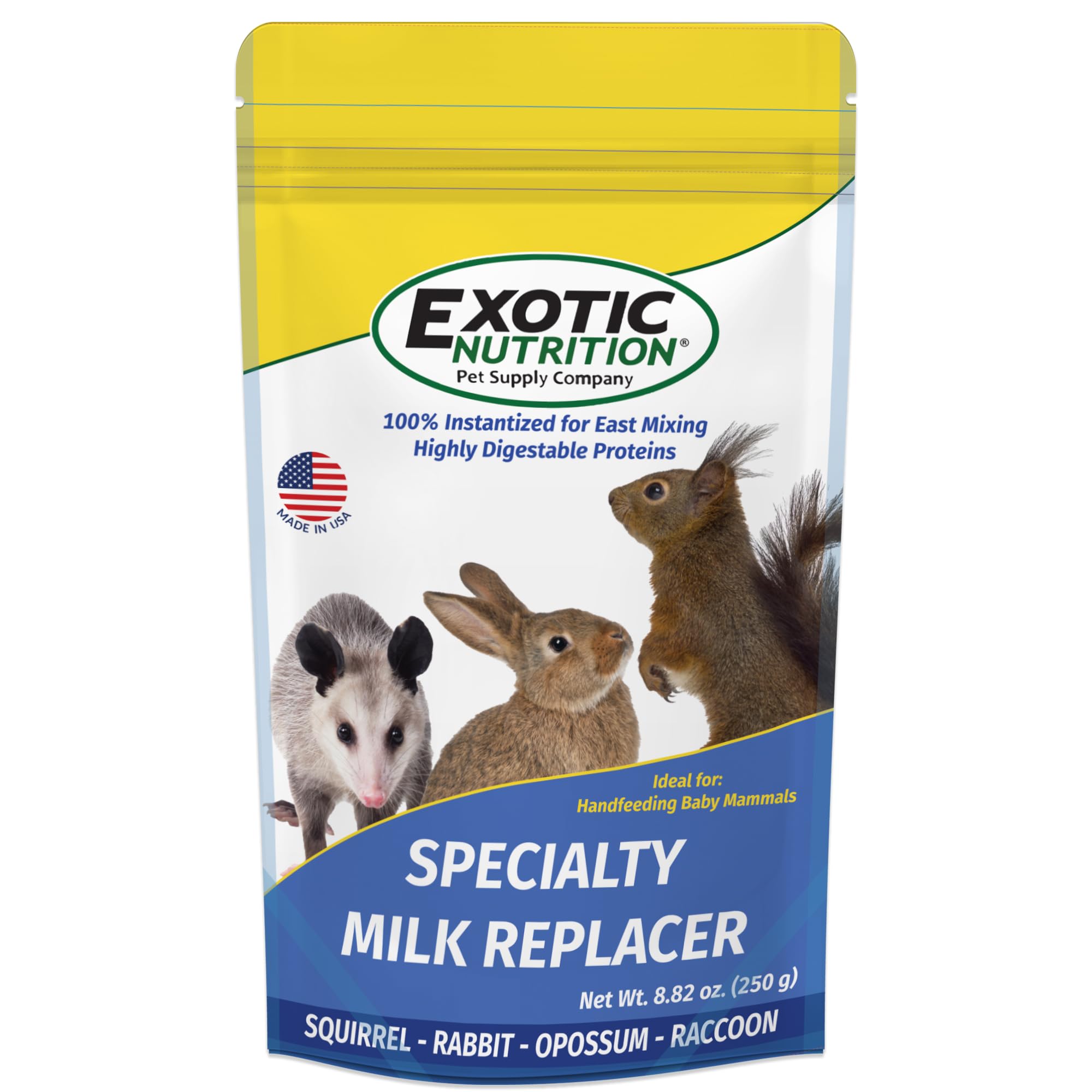 Exotic Nutrition Specialty Milk Replacer 8.8 Oz - - Healthy Powdered Formula - Ideal for Squirrel, Rabbit, Opossum, Raccoon