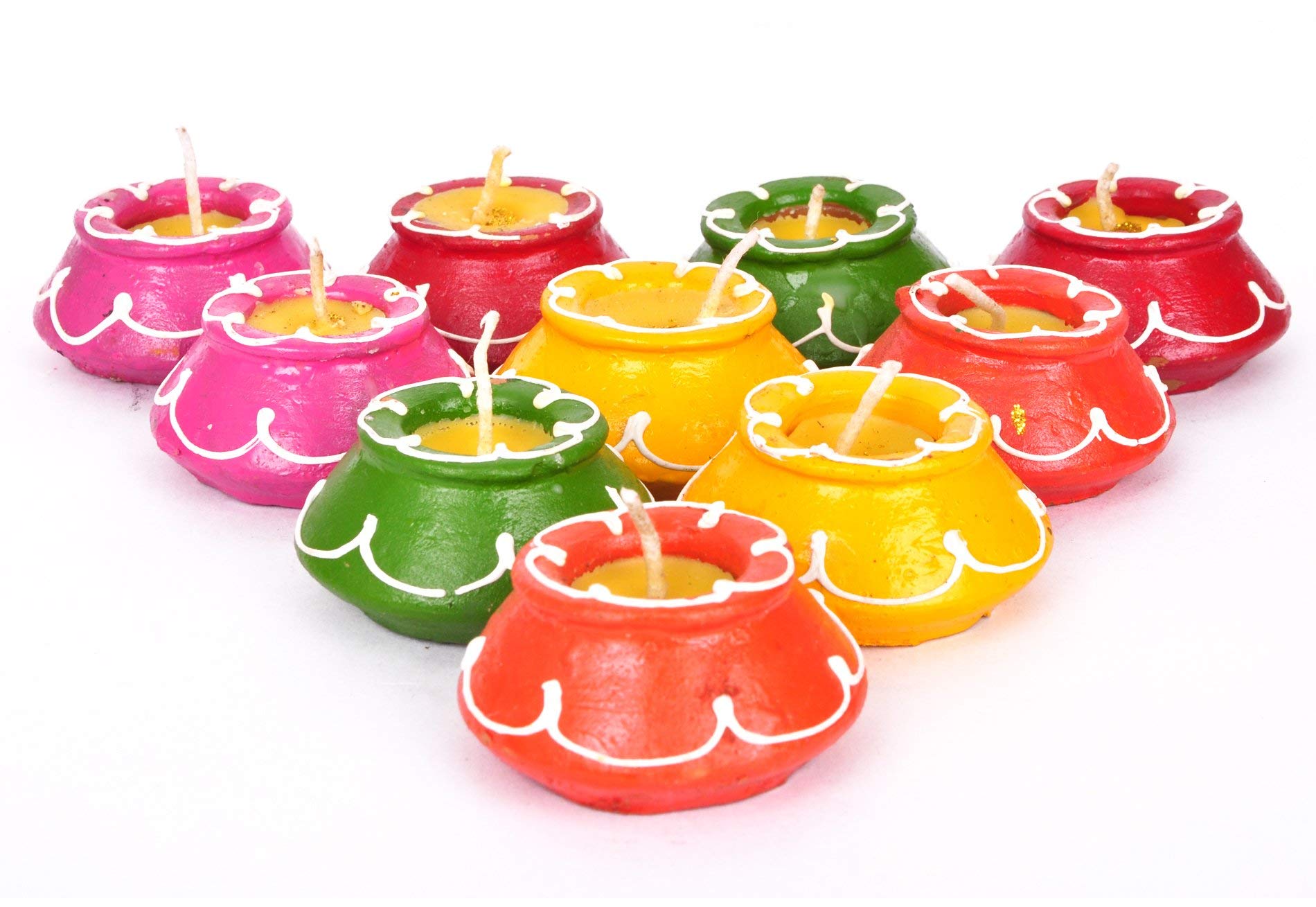 TIED RIBBONS 12 pcs Handmade Clay Diya for Diwali, Wax Filled | Traditional Homemade Diyas Tealight | Indian Oil Lamp | Diwali Decorations for Home | Terracotta Diyas | Matki Diya | Diwali Diya