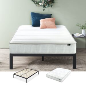 zinus 10 inch foam and spring mattress and mia platform bed frame set / bed and mattress set / no box spring needed / mattress in a box, full