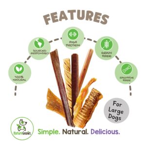 Nature Gnaws Variety Pack for Large Dogs (12 Count) - Bully Sticks, Beef Tendons and Tripe Twists for Dogs - Natural Long Lasting Beef Dog Chew Bones - Rawhide Free