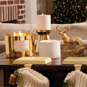 Thymes Frasier Fir Gilded Gold 3-Wick Candle - Scented Candle with a Crisp Just-Cut Forest Fragrance - Luxury Home Fragrance - Elegant Holiday Candle - Gold Jar Candle (17 oz)