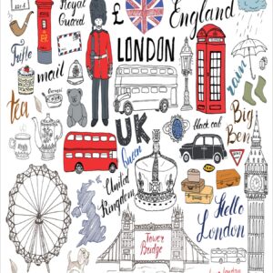 Ambesonne Hipster Duvet Cover Set, I Love London Double Decker Bus Telephone Booth Cab Crown of United Kingdom Big Ben, Decorative 3 Piece Bedding Set with 2 Pillow Shams, Queen Size, White Red