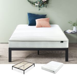 zinus 8 inch foam and spring mattress and mia platform bed frame set / bed and mattress set / no box spring needed / mattress in a box, queen