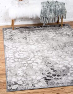 unique loom sofia collection area rug - larvotto (6' 1" x 9' rectangle, dark gray/ ivory)