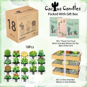 Succulent Cactus Candles (18 Styles,3 Thanks Cards&Gift Boxed) Succulent Decorative Tealights for Home Décor, SPA, Wedding, Baby Shower,Birthday Gift,Mothers Day Gifts,Christmas Gift Decor