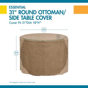 Duck Covers Essential Water-Resistant 31 Inch Round Ottoman/Side Table Cover, Outdoor Ottoman Cover