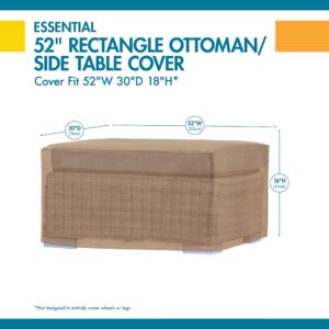 Duck Covers Essential Water-Resistant 52 Inch Rectangular Ottoman/Side Table Cover, Outdoor Ottoman Cover