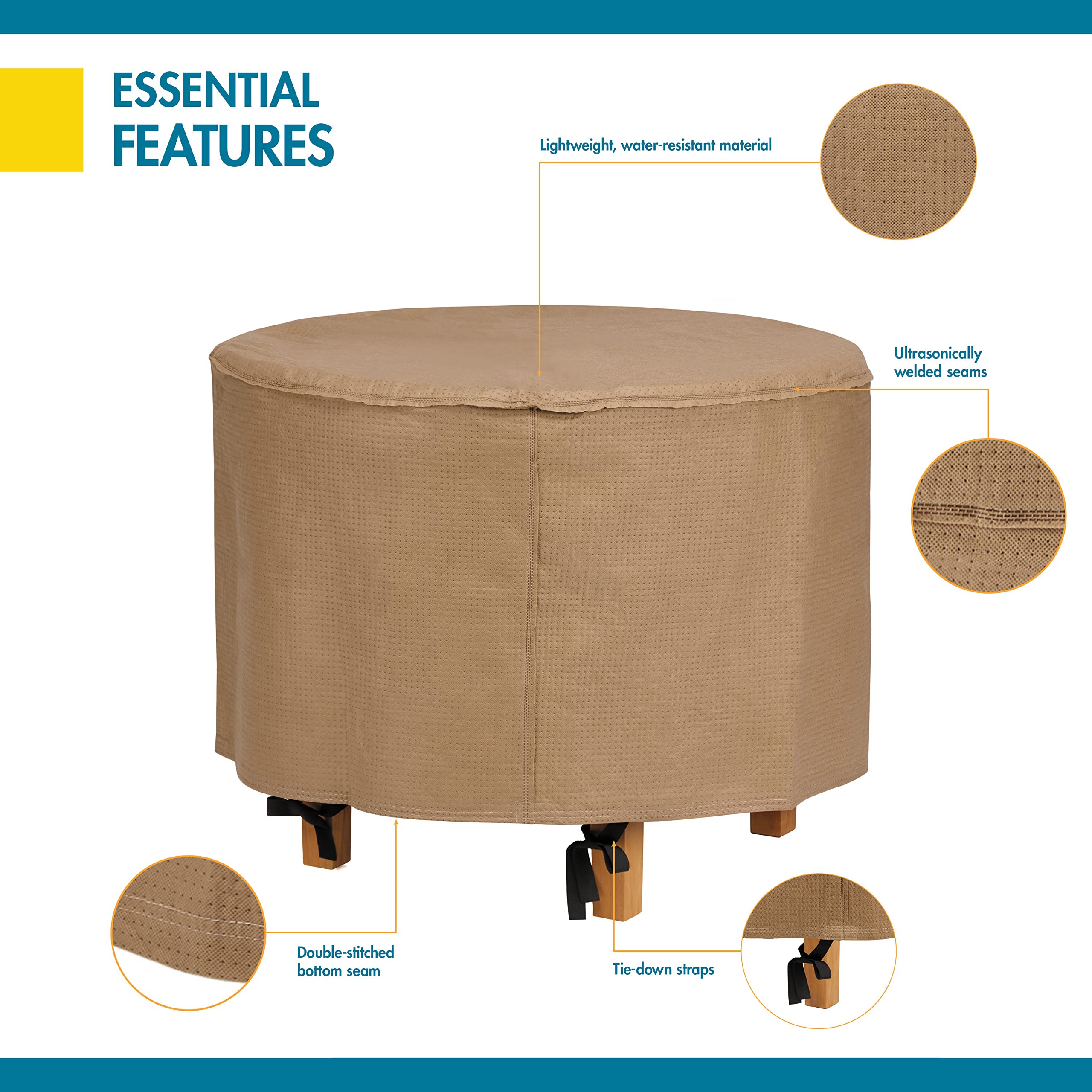 Duck Covers Essential Water-Resistant 31 Inch Round Ottoman/Side Table Cover, Outdoor Ottoman Cover