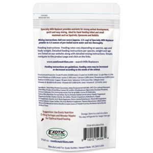 Exotic Nutrition Specialty Milk Replacer 8.8 Oz - - Healthy Powdered Formula - Ideal for Squirrel, Rabbit, Opossum, Raccoon