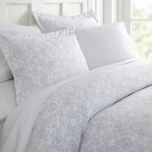 ienjoy home patterned duvet cover set, king, coarse paisley light gray