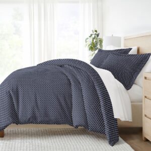 linen market duvet cover queen (navy) - experience hotel-like comfort with unparalleled softness, exquisite prints & solid colors for a dreamy bedroom - queen duvet cover set with 2 pillow shams