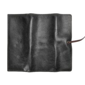 ZLYC Handmade Leather Pencil Case Soft Roll Bag Stationery Gift for Student, Black, One Size, Retro