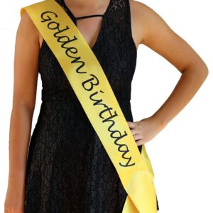 Luxurious Golden Birthday Celebration Sash - Premium Thick Fabric with Silkscreened Ink, Wrinkle-Resistant, Perfect for Your Special Day