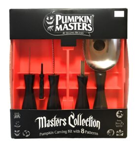 pumpkin masters masters collection pumpkin carving kit, #1 brand, 5 tools, 8 patterns