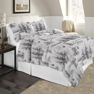 celeste home 190 gsm full/queen, winterland duvet set- warm & cozy - 100% cotton flannel pre-shrunk - extra soft - comfy - double brushed