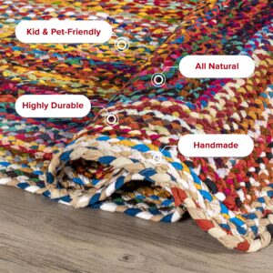 nuLOOM Tammara Bohemian Hand Braided Area Rug, 6x9, Multi