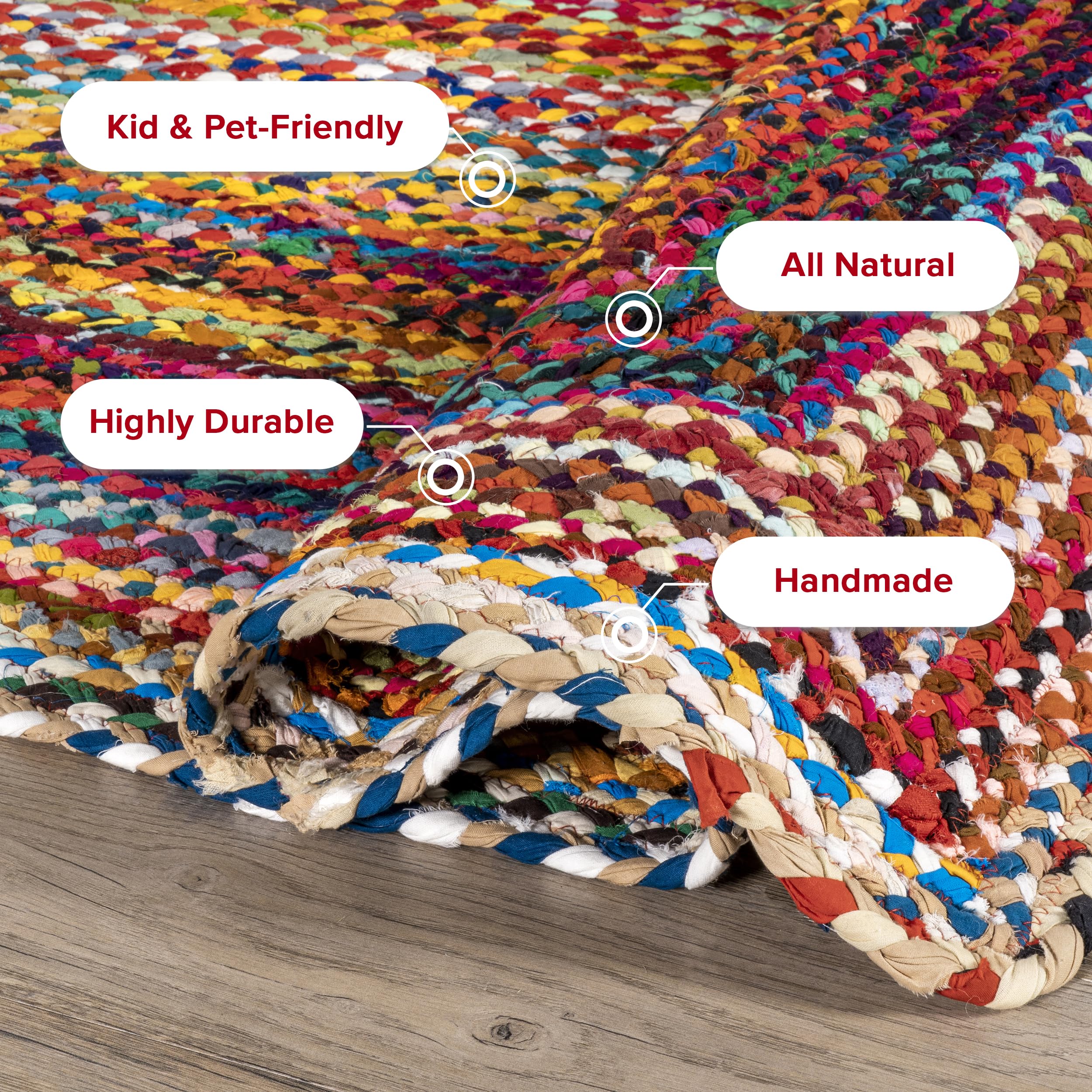 nuLOOM Tammara Bohemian Hand Braided Area Rug, 6x9, Multi