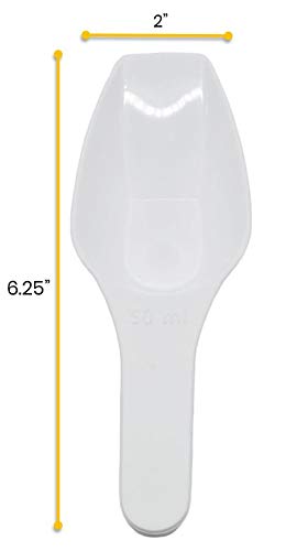 EISCO 12PK Scoops, 50ml (1.7oz) - Polypropylene Plastic - Flat Bottom - Excellent for Measuring & Weighing - Autoclavable