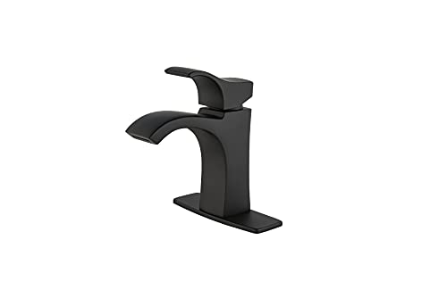 Pfister Venturi Bathroom Sink Faucet, Single Handle, Single Hole or 3-Hole, Matte Black Finish, LF042VNBB