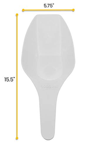 EISCO Scoop, 1000ml (33.8oz) - Polypropylene Plastic - Flat Bottom - Excellent for Measuring & Weighing - Autoclavable