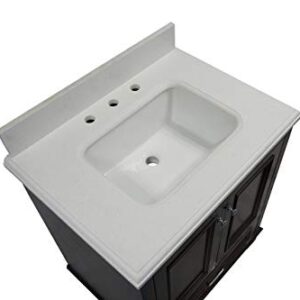 Nantucket 30-inch Bathroom Vanity (Quartz/Chocolate): Includes Chocolate Cabinet with Stunning Quartz Countertop and White Ceramic Sink