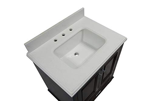 Nantucket 30-inch Bathroom Vanity (Quartz/Chocolate): Includes Chocolate Cabinet with Stunning Quartz Countertop and White Ceramic Sink