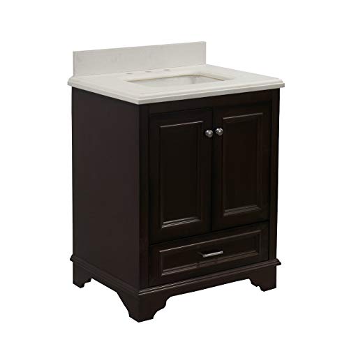 Nantucket 30-inch Bathroom Vanity (Quartz/Chocolate): Includes Chocolate Cabinet with Stunning Quartz Countertop and White Ceramic Sink