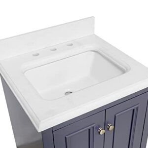 Nantucket 24-inch Bathroom Vanity (Quartz/Marine Gray): Includes Marine Gray Cabinet with Stunning Quartz Countertop and White Ceramic Sink