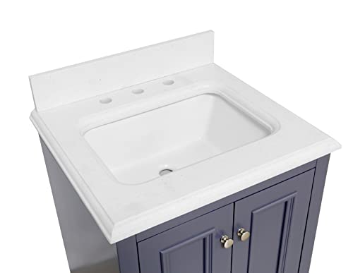 Nantucket 24-inch Bathroom Vanity (Quartz/Marine Gray): Includes Marine Gray Cabinet with Stunning Quartz Countertop and White Ceramic Sink