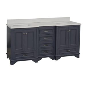 Kitchen Bath Collection Nantucket 72-inch Double Bathroom Vanity (Quartz/Marine Gray): Includes Marine Gray Cabinet with Stunning Quartz Countertop and White Ceramic Sinks