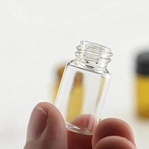 24PCS 2ml /2G Mini Small Ounce Clear Glass Bottle Container Jar Vial Pot for Chemistry Lab Essential Oil Smaple Liquid Water Cosmetic Makeup Storage Bottle with Orifice Reducer (White Cap)