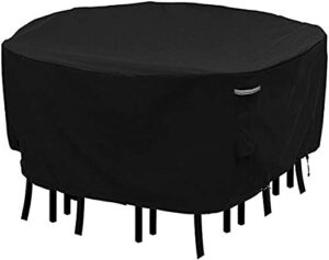 rosielily outdoor table cover round, patio table chair set covers waterproof, heavy duty outdoor dining table covers, patio furniture covers (70" dx23.6 h, 1 pack, black)