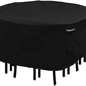 RosieLily Outdoor Table Cover Round, Patio Table Chair Set Covers Waterproof, Heavy Duty Outdoor Dining Table Covers, Patio Furniture Covers (70" Dx23.6 H, 1 Pack, Black)