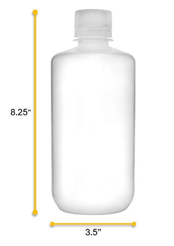 EISCO Reagent Bottle, 1000ml - Narrow Mouth with Screw Cap - Polypropylene - Translucent