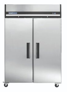 central exclusive commercial refrigerator, 2 door stainless steel reach in, solid doors - 54" w 49 cu ft. (69k-032)