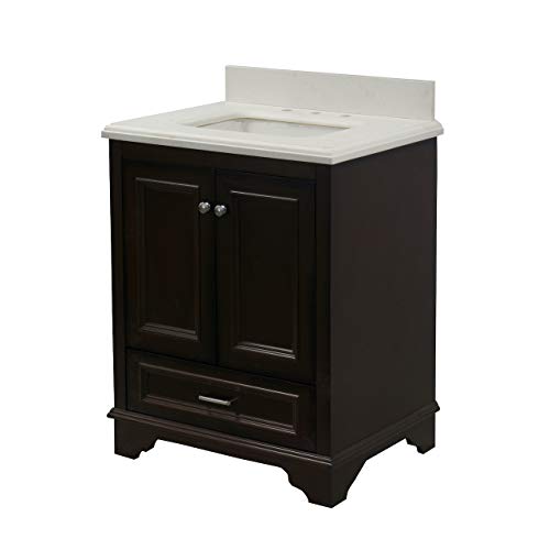 Nantucket 30-inch Bathroom Vanity (Quartz/Chocolate): Includes Chocolate Cabinet with Stunning Quartz Countertop and White Ceramic Sink