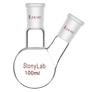 stonylab glass heavy wall 2 neck round bottom flask with 24/40 center and side standard outer joint