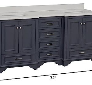 Kitchen Bath Collection Nantucket 72-inch Double Bathroom Vanity (Quartz/Marine Gray): Includes Marine Gray Cabinet with Stunning Quartz Countertop and White Ceramic Sinks