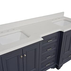 Kitchen Bath Collection Nantucket 72-inch Double Bathroom Vanity (Quartz/Marine Gray): Includes Marine Gray Cabinet with Stunning Quartz Countertop and White Ceramic Sinks