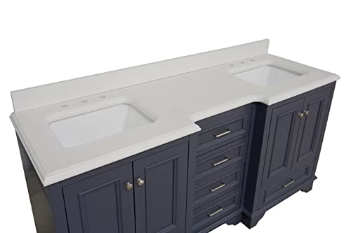 Kitchen Bath Collection Nantucket 72-inch Double Bathroom Vanity (Quartz/Marine Gray): Includes Marine Gray Cabinet with Stunning Quartz Countertop and White Ceramic Sinks