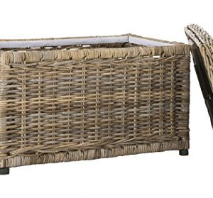 happimess HPM9002B Elijah 30" Wicker Storage Trunk, Collapsible for flat storage, Rattan-Kubusoft Gray, Coastal for Office, Dorm Room-LivingRoom, Bedroom, Dining Room, Natural