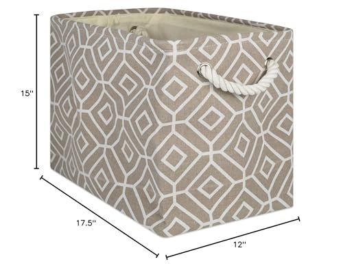 DII Collapsible Polyester Storage Bin, Stained Glass, Stone, Large Rectangle