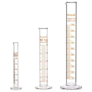 stonylab combo pack borosilicate glass 10ml/50ml/100ml heavy wall graduated cylinder measuring cylinder (10ml/50ml/100ml)