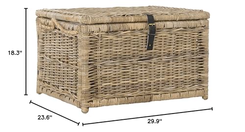 happimess HPM9001C Caden 30" Wicker Storage Trunk, Collapsible for flat storage, Rattan-Kubusoft Gray, Coastal for Office, Dorm Room-LivingRoom, Bedroom, Dining Room, Natural